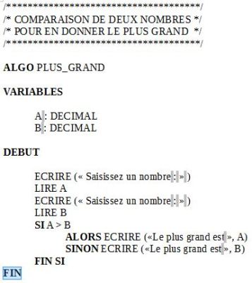 La structure conditionnelle SI ALORS action1 SINON action2 ...